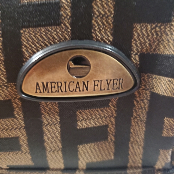 American Flyer | Bags | American Flyer Tote Bag Carry On Brown W Black ...